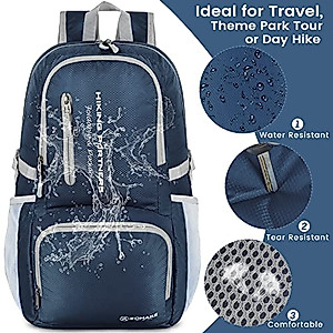 ZOMAKE Lightweight Packable Backpack - 35L Light Foldable Hiking Backpacks Water Resistant Collapsible Daypack for Travel(Navy Blue)