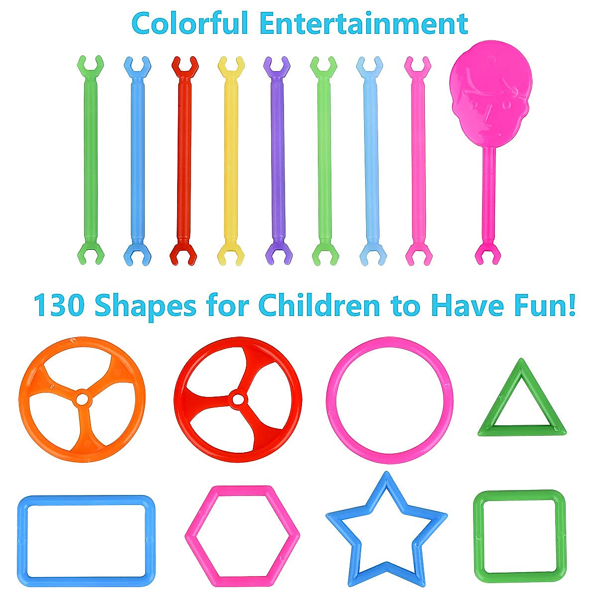 Juboury 1054Pcs Building Toy Building Blocks Bars Different Shape Educational Construction Engineering Set 3D Puzzle, Interlocking Creative Connecting Kit, Great STEM Toy for Both Boys and Girls