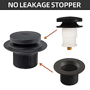 EXAKEY Tub Drain - Tip Toe Bathtub Drain Kit with Two-Hole Overflow Faceplate, Bath Tub Drain with Universal Fine Thread & Coarse Brass Thread Bushing Assembly Anti-Rust Matte Black