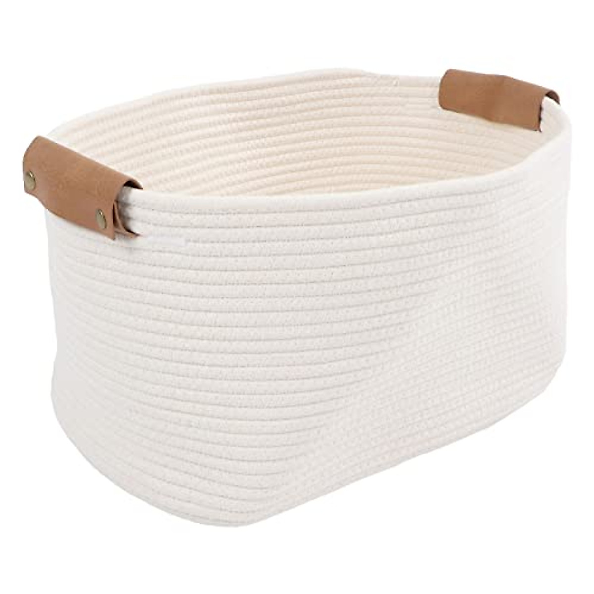 Cotton Rope Storage Basket, Woven Lightweight Rope Basket Large Capacity Flexible with Handle for Laundry (Type C)