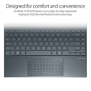 ASUS ZenBook 13 OLED Ultra-Slim Laptop, 13.3” OLED FHD NanoEdge Bezel Display, AMD Ryzen 5 5500U, 8GB LPDDR4X RAM, 512GB PCIe SSD, NumberPad, Wi-Fi 5, Windows 11 Home, Pine Grey, UM325UA-DH51