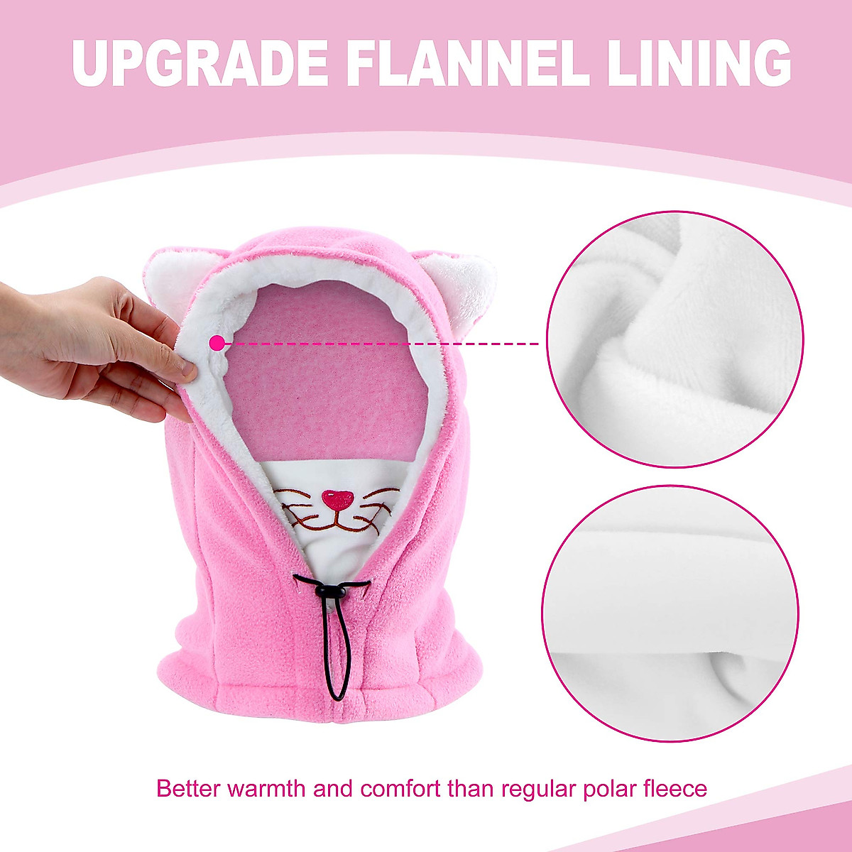 Vorshape Kids Balaclava Ski Mask, Cold Weather Fleece Face Mask with Hood, Windproof Outdoor Winter Hat for Boys & Girls