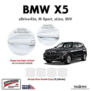 YelloPro Custom Fit Door Handle Cup 3M Scotchgard Anti Scratch Clear Bra Paint Protector Film Cover Self Healing PPF Guard Kit for 2019 2020 2021 2022 2023 BMW X5 SUV