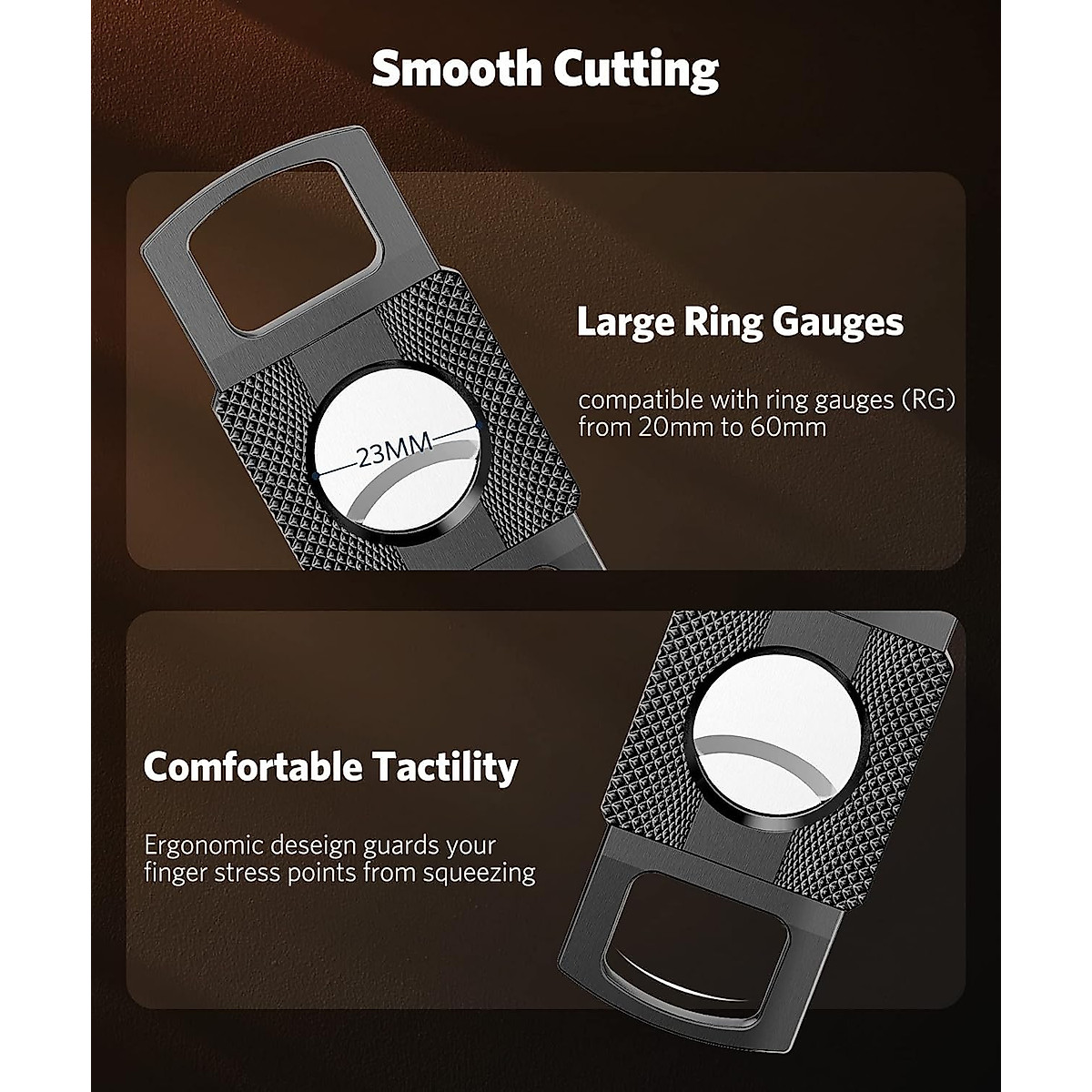RONXS Cigar Lighter and Cutter Set, Adjustable Jet Flame Torch Lighter and Cigar Cutter, Windproof Cigarette Lighters, Great Gift Idea for Father's Day and Birthday (Butane Gas Not Included) (Black)