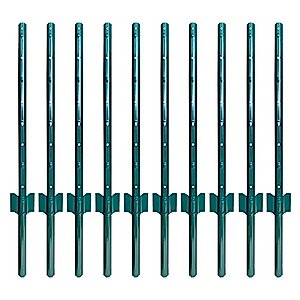 ARIFARO Fence Posts 3 Feet Sturdy Duty Metal Fence Post, Pack of 10, 3-4-5-6-7 Feet No Dig Garden U Post for Wire Fencing Steel Post for Yard, Outdoor Wire