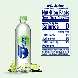 smartwater Cucumber Lime, Vapor Distilled Premium Bottled Water, Cucumber Lime, 23.7 Fl Oz (Pack of 12)