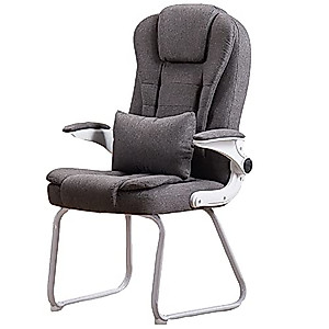 MayNuo Office Chair Gaming Chair Computer Chair Office Guest Chair No Wheels,Pu Leather Waiting Room Chairs Comfy Conference Side Chair with Arms,Modern Dining Room Chairs Sturdy Sitting Chair/Grey 1/