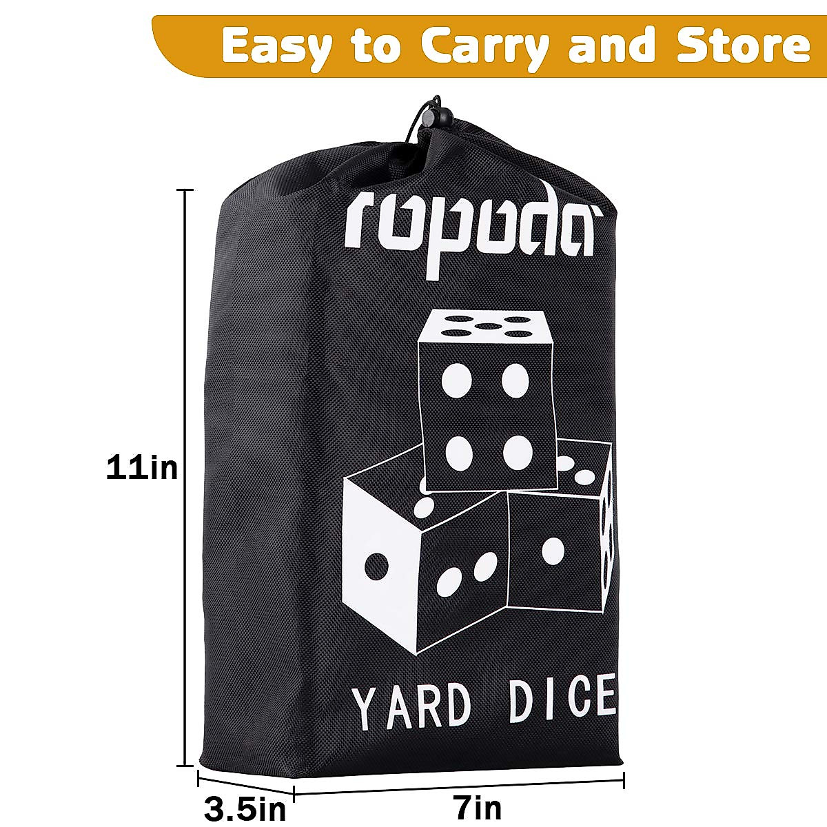 ropoda Giant Wooden Yard Dice,Outdoor Game Giant Dice Set Yard Game 3.5"-Includes 6 Dice, Scoreboard and Canvas Carrying Bag-Great Backyard and Lawn Game