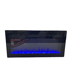Tiara Innoflame Fireplace Electric 36" Flat Front Crystal Ember Bed w/Remote Control (Black)