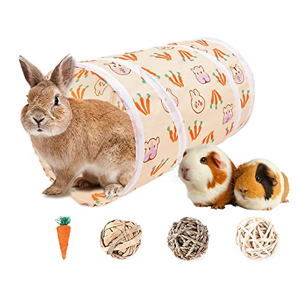 AFYHH Rabbit Guinea-Pig Tunnel Bunny-Toys - Hideout for Small Animals Tube Hideaway Activity Tunnels Accessoies for Dwarf Rabbits Guinea Pigs Kitty