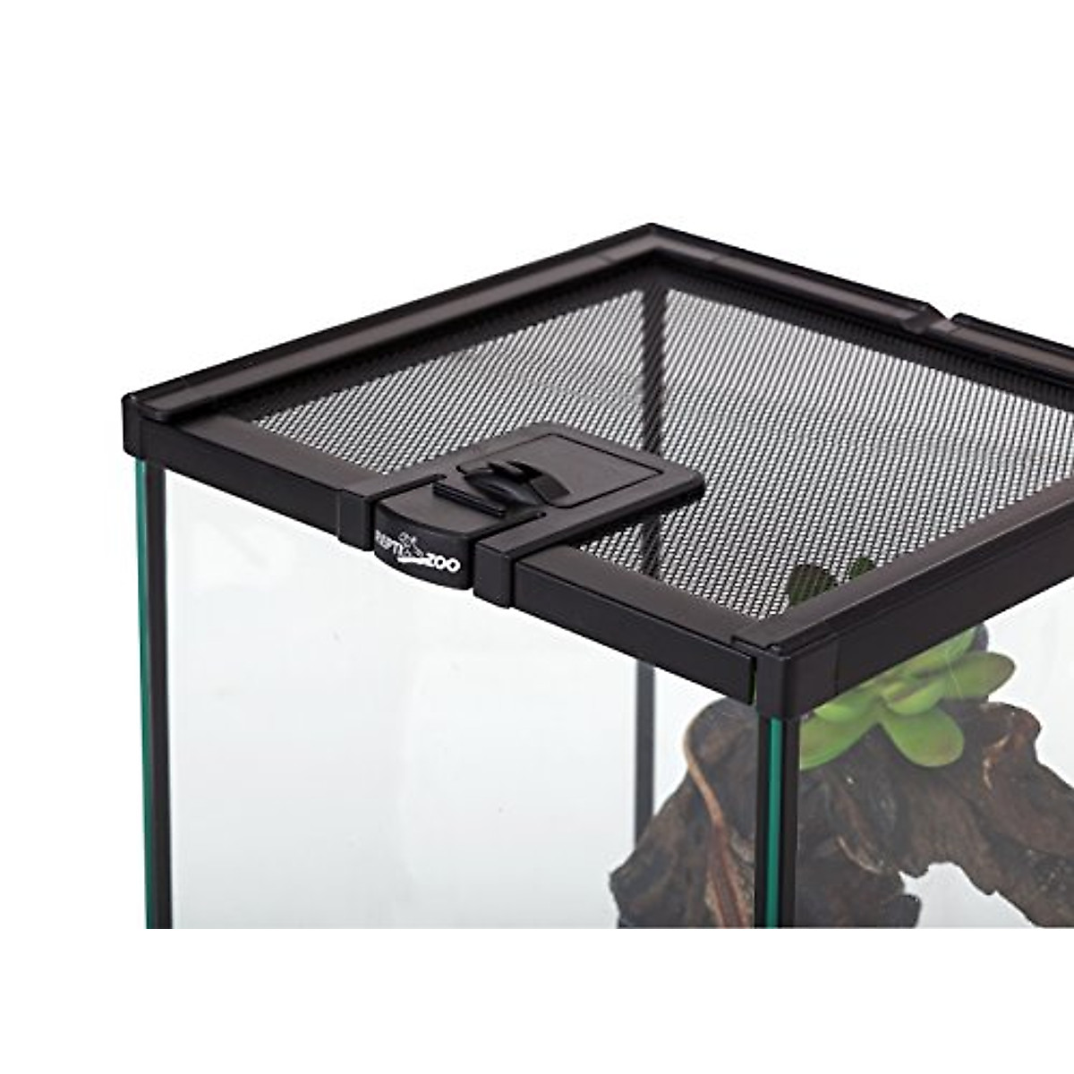 REPTIZOO Mini Reptile Glass Terrarium Tank 8" x 8" x 12" Full View Visually Appealing Top Feeding & Venlitation Small Reptile Glass Habitat