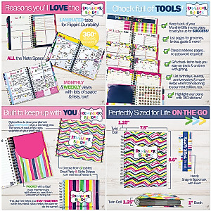 Reminder Binder 2023-2024 18-Month Weekly Monthly Planner, January 2023 - June 2024, 8.75” x 7.25”, Hardcover, Elastic Closure, Twin-Wire Binding, Planner Stickers, Monthly Divider Tabs, Pockets, To-Do Lists, Budget Planner, Keepsake Box