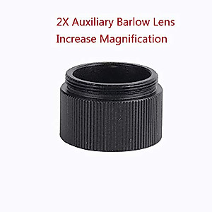 2X Auxiliary Objective Barlow Lens Double Magnification for 100X/120X/150X Zoom Monocular Zoom C-Mount Adapter