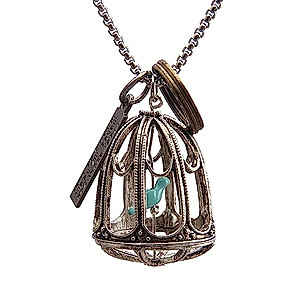 joymiao Long Boho Necklace Womens Leather Necklace Birdcage Leather Pendant Necklace Circle Long Choker Necklaces for Women