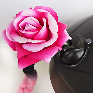 3T-SISTER Helmet Pigtails Pink Rose Helmet Braids Ponytail Helmet Hair with Suction Cup for Motor Bike 1PCS 24inch Ombre Black to Pink (Helmet not Included)