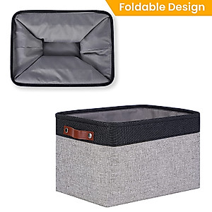 Ecegeva 17 Inch & 15 Inch Storage Canvas Basket for organizing Closet|Fabric Storage Baskets for organizing for Toys, Towels, Laundry, Nursery, Collapsible Clothes Fabric basket Empty With Handles(Bl