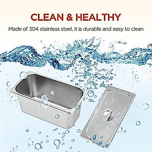 Cavlhils 3-Pan Commercial Bain Marie Buffet Steam Table Stainless Steel Food Warmer, 3x7QT 6" Deep 1500W Electric Countertop Warmers with 86-185°F Temp Control for Parties, Catering, Restaurant