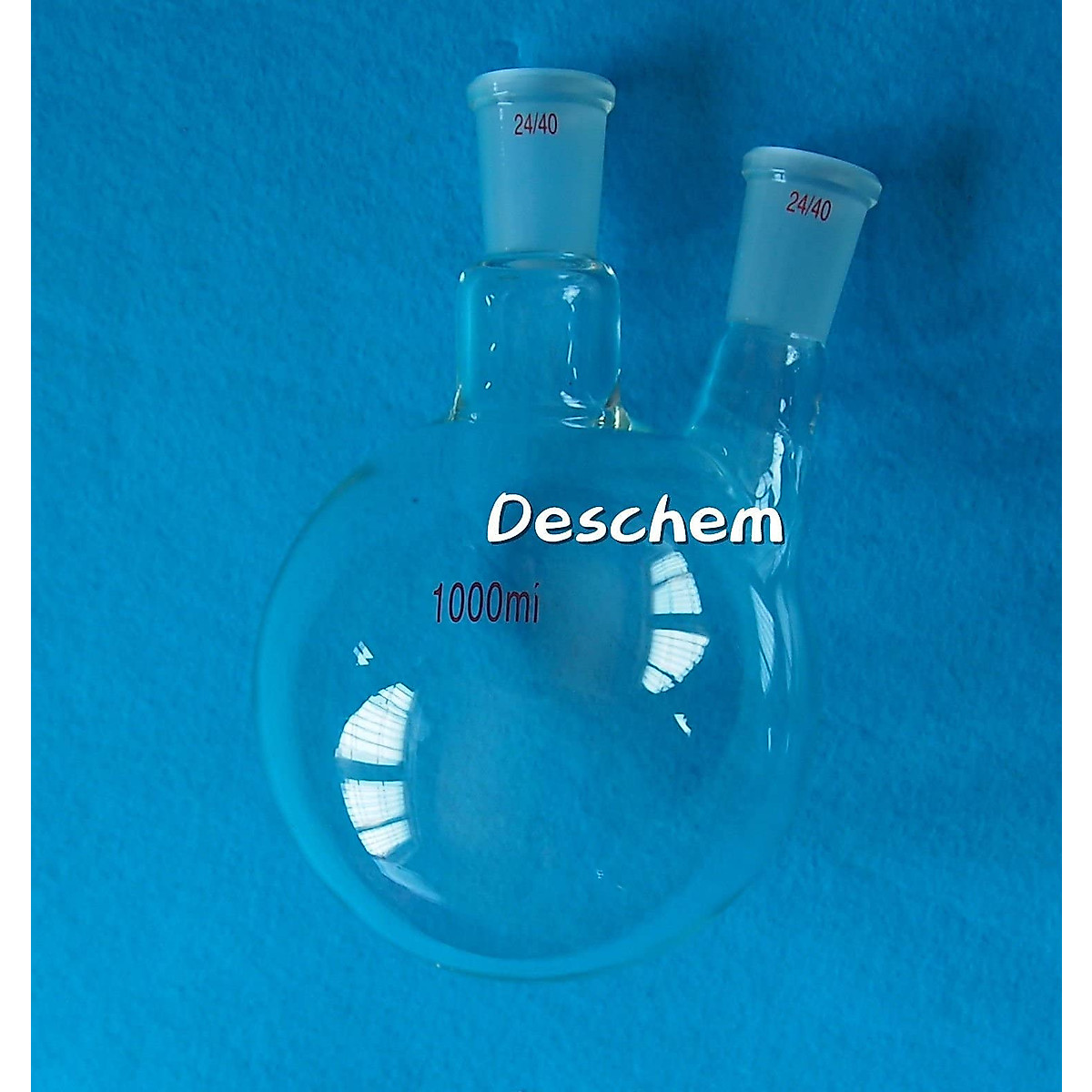 Deschem 1000ml,2-Neck,24/40,Round Bottom Flask,1L,Double Necks,Laboratory Boiling Bottle