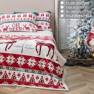 Christmas Throw Blanket, Soft Cozy Fleece Sherpa Fuzzy Blanket, Warm Plush Fluffy Flannel Throw Blanket Fall Winter for Couch Bed 50" X 60"