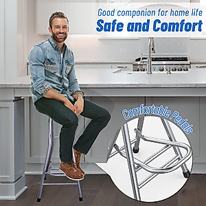 Be&xn Folding Stools for Adults Portable, 28 inch Collapsible Stool Heavy Duty, Indoor Tall Bar stools with Handle, Plastic Counter Barstool Chair for Kitchen Outdoor Travel-Blue