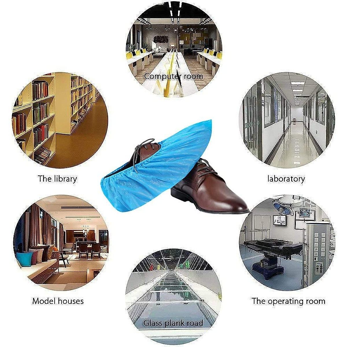 HOEAAS 200 Pack Shoe Covers for Indoors,Waterproof Shoe Covers, Disposable Non Slip Durable Recyclable Boot Cover Shoe Protectors Covers for Construction,Home,Floor Carpet Protection,One Size Fits All