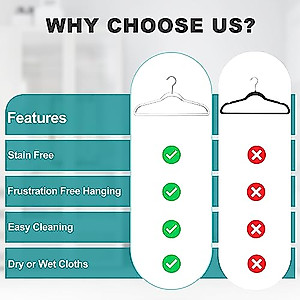 Quality Hangers Clear Plastic Hangers for Clothes | 50 Pack - Heavy Duty Hangers Space Saving Crystal Clear Acrylic Hangers | 360 Degree Swivel Hook and Notches | 17.5 Inch (Clear, 50)