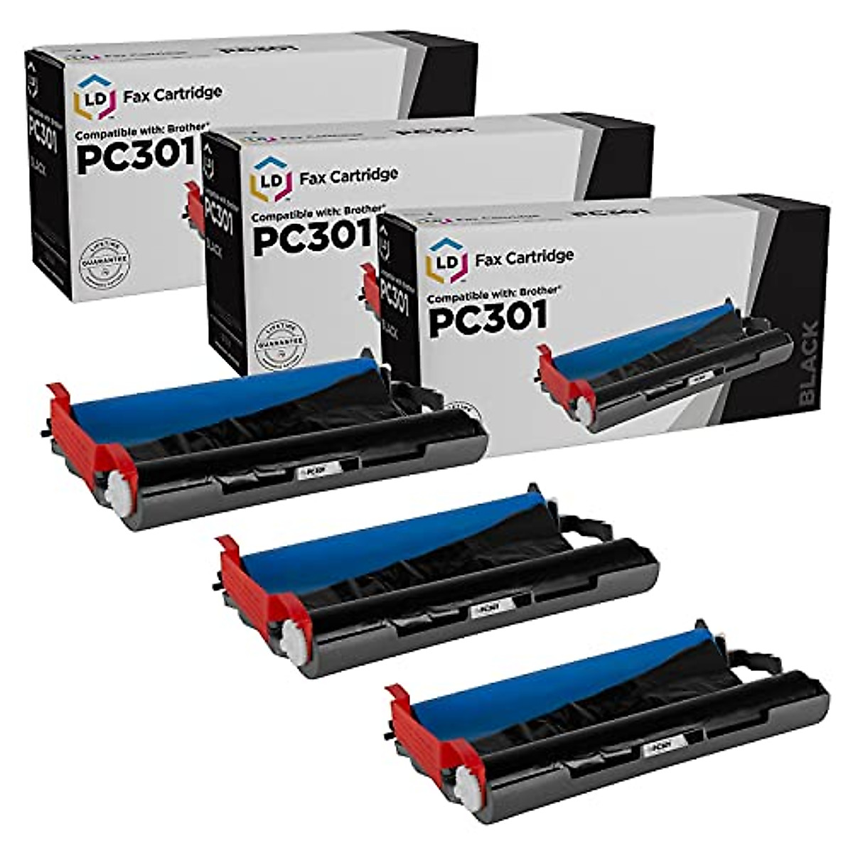 LD Compatible Fax Cartridge with Roll Replacement for Brother PC301 (3-Pack)