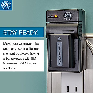 BM Premium 2 NP-FW50 Batteries and Charger for Sony ZV-E10, A6100, A6400, DSC-RX10 IV, DSC-RX10 III, DSCRX10 II, DSC-RX10, Alpha 7, Alpha 7R, a7, a7R, A7s, A7s II, a3000, a5000, a6000, a6300, a6500