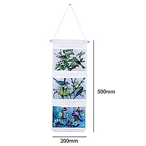 Alloyseed Hanging Storage Bag, Wall Mounted 3 Bags DIY Diamond Painting Storage Bag Over The Door Storage Pockets Fabric Wall Door Closet Hanging Storage Bag Organizer