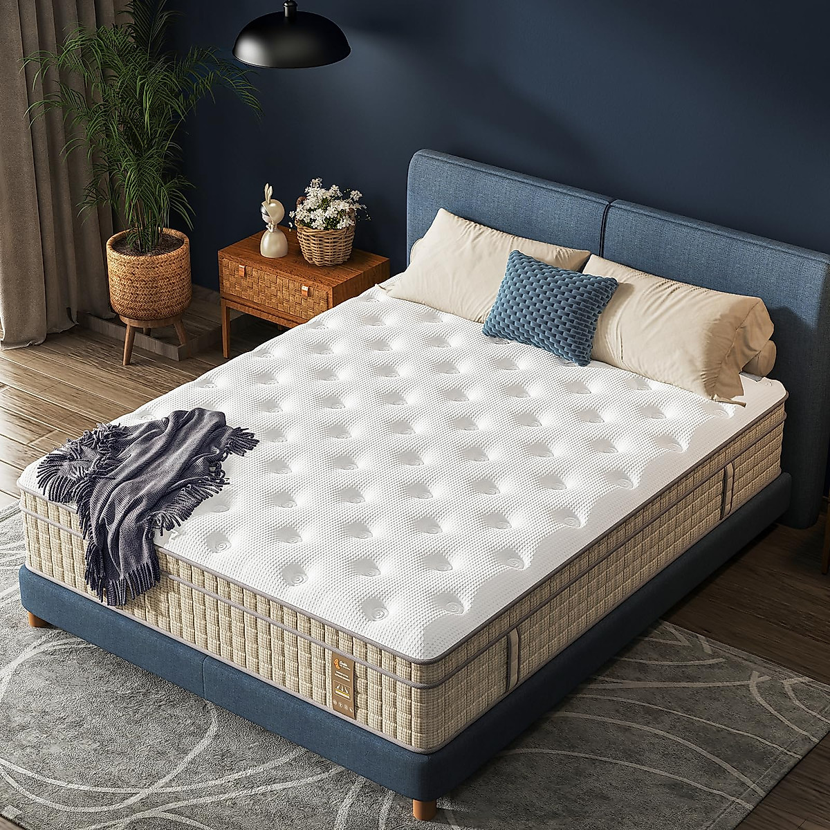 VISCOFLEX King Mattress, Luxury 12 Inch King Size Mattress in a Box, Best Firm Hybrid Mattress King Size with Upgrade Pocket Springs for Strong Back Support & Pain Relief, Non-Toxic & Odor