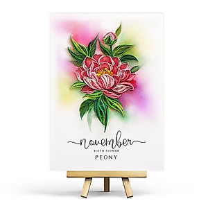 TUMYBee Flower Birthday Card, Peony Quilling Card, 5inx7in Card for Women Born in November, Birth Month Flower Card, 12 Month Birthday Decoration for Mother, Grandmother, for Him and Her (November)