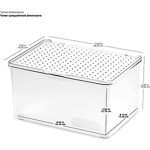 madesmart Medium Stacking Lid Storage Bin for Bathroom Organization, Plastic Bathroom Storage Bin with Dry-Erase Space, Frost