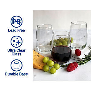 R and R Imports Syracuse Orange 15 oz Stemless Wine Glass (Single) (2-Pack) Officially Licensed Collegiate Product