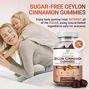 Sugar-Free Ceylon Cinnamon Gummies (2,000mg/Serving) Joint Pain Support Cinnamon Supplement & Brain Health, Vegan, Gluten-Free, Replace Ceylon Cinnamon Capsules, Pills, Powder Extract 60 Chews