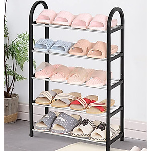 GILIGEGE 5-Layer Shoe Rack, Multi-Layer Assembly Simple Shoe Rack, Household Multifunctional Shoe Rack, Simple, Practical and Economical Shoe Cabineta Storage Pink Dish Rack (White, One Size)
