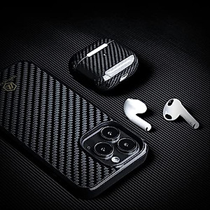 MONOCARBON Carbon Fiber Case for AirPods 3 Magnetic Wireless Charging AirPod 3 Cover, Slim Carbon Fibre Cover for AirPods 3 Earbuds-Ultra Protect
