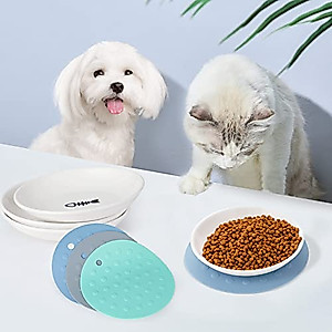Dorakitten Ceramic Cat Food Plates: Cat Wet Food Bowls Cat Feeding Wide Bowls to Stress Relief of Whisker Fatigue Cat Dishes, Shallow Bowls for Kittens and Small Animals with Non-Slip Mat