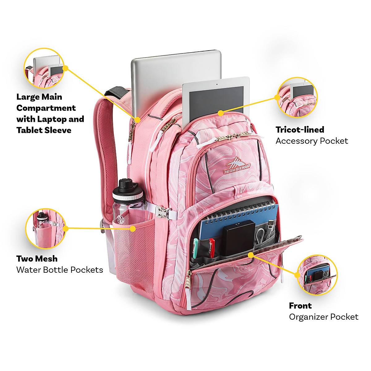 High Sierra Swerve Laptop Backpack, Black, One Size