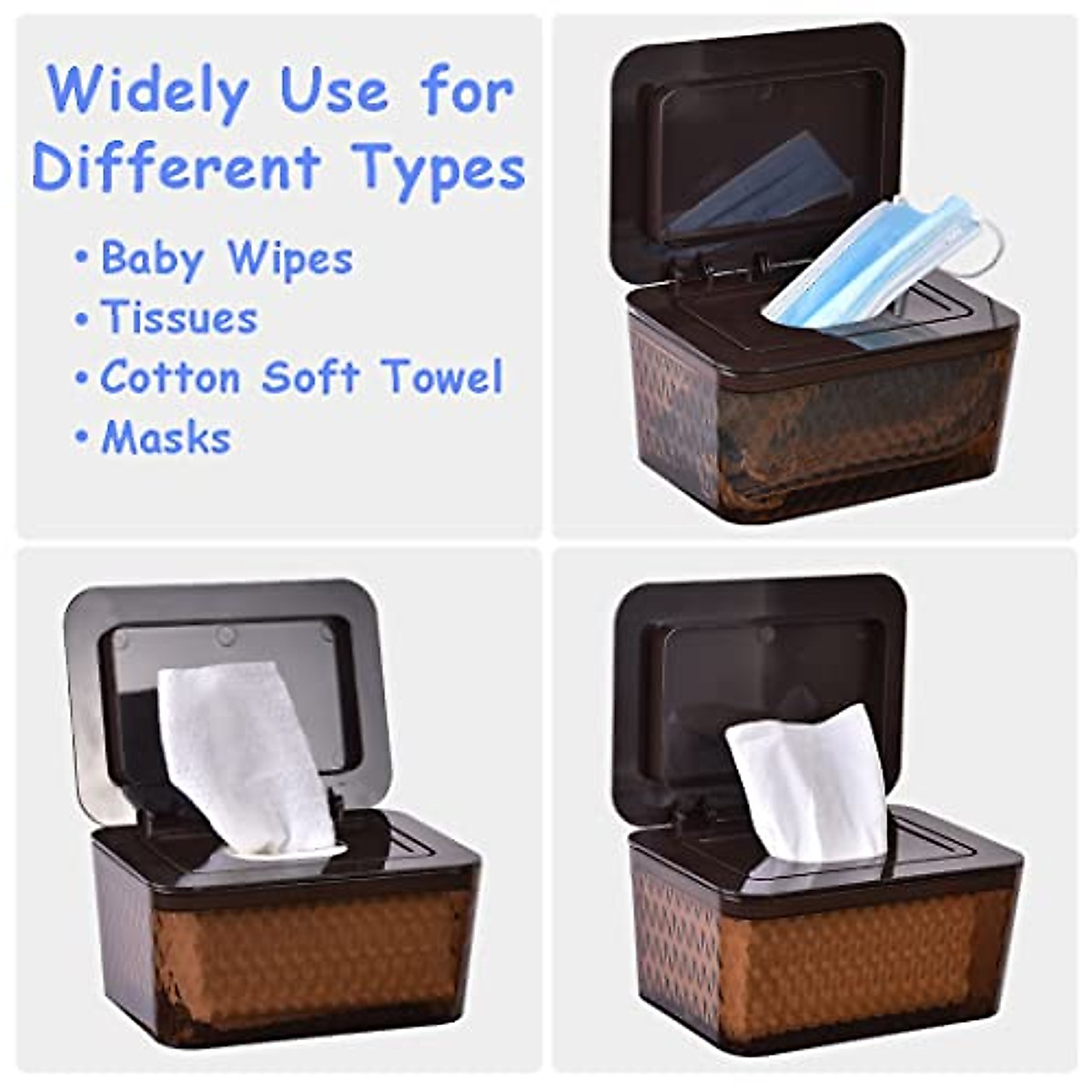 Umtiti Wipes Dispenser & Wipes Pouch/Tissue Bag, Wipes/Tissue Case with Moisture Seal Secure Lid, Non-Slip Rubber Feet & Sealing Design Keeps Wipes Fresh, Dustproof Wipes Container(BN+Panda)