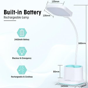 Desk Lamp, LED Desk Lamp for Home Office, Dimmable Desk Light Lamp for Office Reading, Battery Operated Tall Desk Lamp with USB Powered, Desklamp' with 360° Flexible Adjustable, Desktop Lamp Light