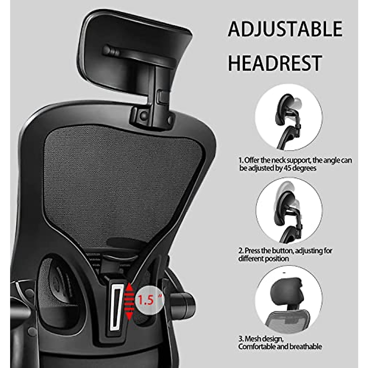 NOXXON Ergonomic Office Chair,Office Chair,High Back Tilt Ergonomic Home Office Desk Chair Black Adjustable Height Computer Chair with Flip Up Arms & Headrest & Lumbar Support & Rolling Wheels