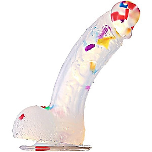 Louviva Dildo Realistic Clear Silicone Suction Cup Women Sex Toy, Adults Sex Toy for Women/Men/Gay (Colorful, 7.6 Inch)