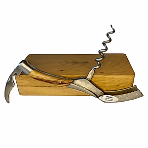 Laguiole En Aubrac Sommelier Waiter's Corkscrew, Olivewood Handle, Wine Opener With Foil Cutter & Bottle Opener, Brushed Bolster