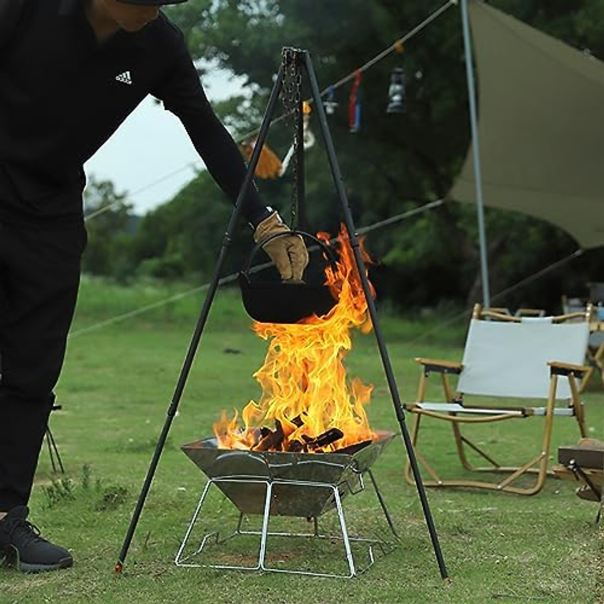 SPICLY Portable Grill Outdoor Portable Folding Barbecue Grill BBQ Grills Detachable Charcoal Firewood Stove Picnic Tools Camping Oven