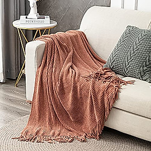 lifein Throw Blanket for Couch - Soft Boho Throw Blanket, Cozy Knit Small Lightweight Blankets & Throws for Bed,Chair,Sofa,Living Room,Home Decor(50 * 60 inches)