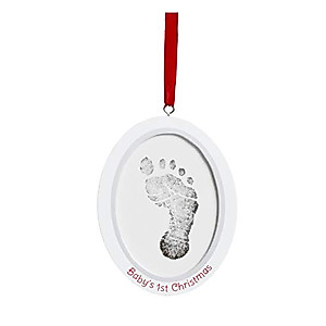 Pearhead Babyprints Double-Sided Christmas Photo Ornament with Clean Touch Ink Pad, Newborn Handprint or Footprint Kit, 2 Sided Baby's 1st Christmas Holiday Keepsake Ornament