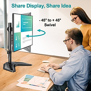 MOUNT PRO Single Monitor Stands Fits 13-32 inch/17.6 lbs Screen, Free Standing Computer Monitor Mount, Monitor Desk Stand with Adjustable Height/Tilt/Swivel/Rotation, VESA Monitor Stand 75x75 100x100