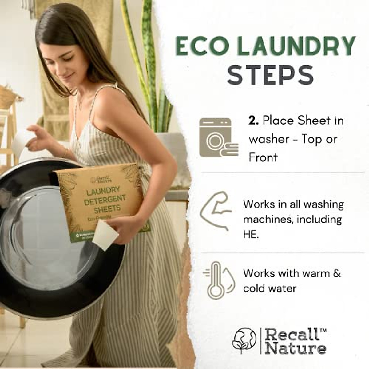 Laundry Detergent Sheets Eco Friendly - Plastic Free Strips 60 Loads (Unscented)