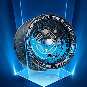 Responsive Yoyo for Kids , Aluminum Metal Beginner Yoyos with Narrow C Yoyo Bearing and Extra 5 Yoyo Strings + Yoyo Bag+ Yoyo Glove (Yoyo T7 Black&Blue)