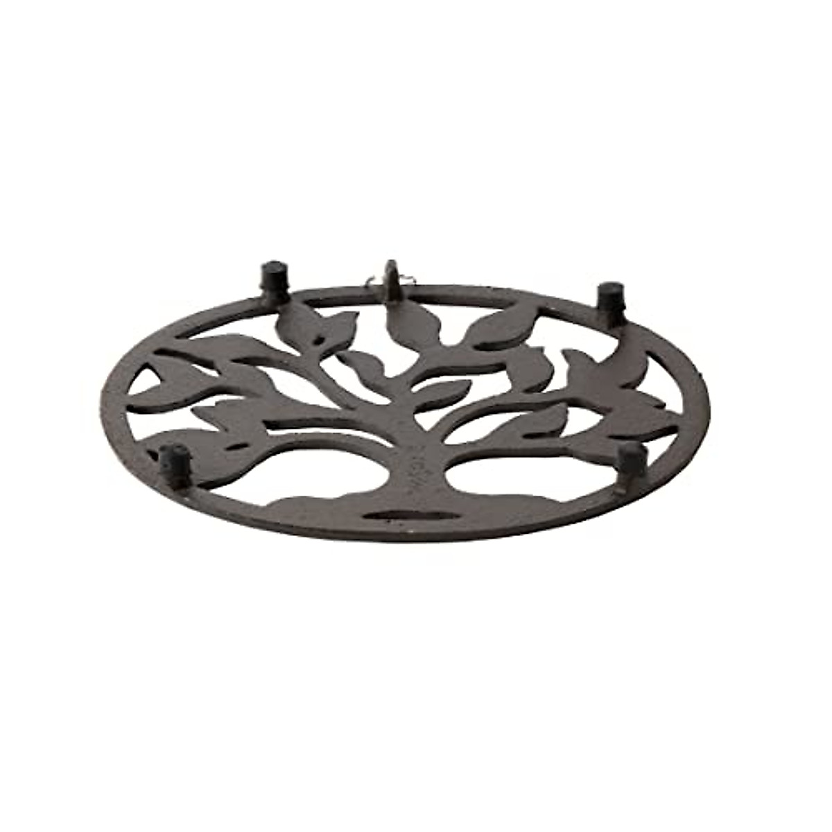 gasaré, Trivet for Hot Dishes, Pots and Pans, Metal Trivet, Tree Roots Oval Design, Cast Iron, Rubber Feet Caps, Ring Hanger, 8¼ x 7 Inches, Brown Finish, 1 Unit
